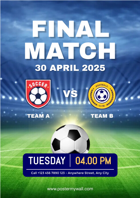 Soccer Match Announce Flyer Template | PosterMyWall