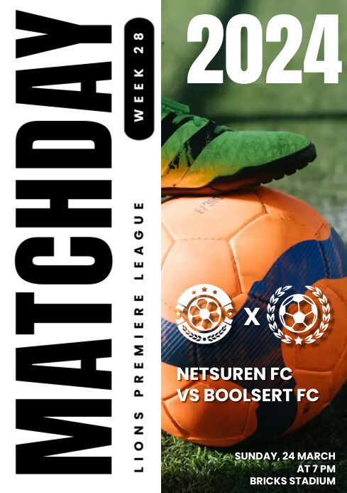 Soccer Match Day Black White Simple Style Template | PosterMyWall