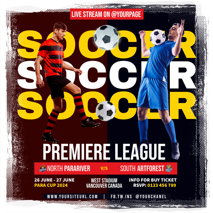 Plantilla de Soccer Match | PosterMyWall