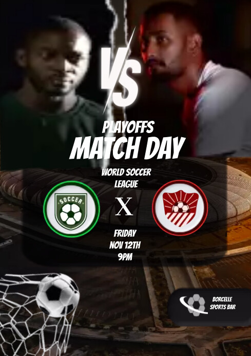 Plantilla de Soccer Match Editable Team Colors Black Sport | PosterMyWall