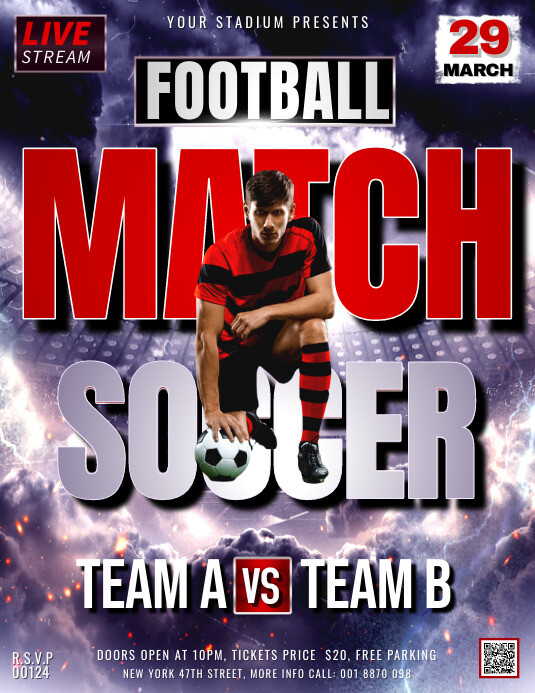 soccer match flyer Template | PosterMyWall