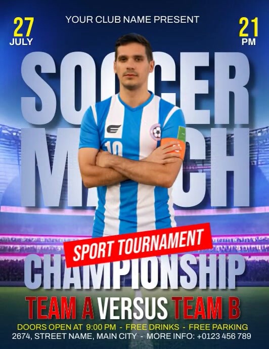 Soccer Match Sport Tournament Templat | PosterMyWall
