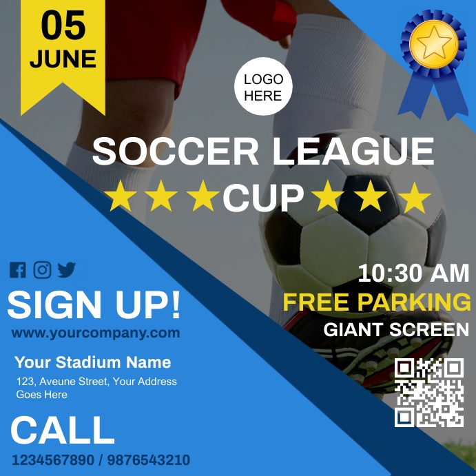 Soccer posters Template | PosterMyWall