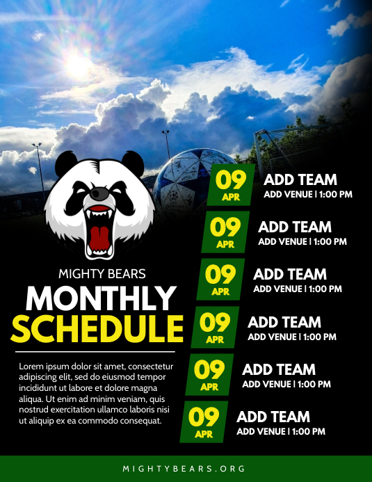 Copy of Soccer Schedule | PosterMyWall