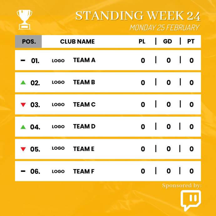 Copy of Soccer Standing League Instagram Post Design Templates ...