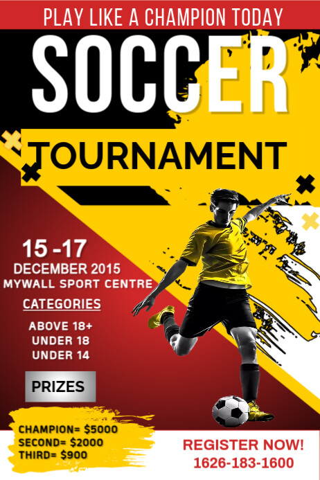 Soccer tournament competition poster design template | PosterMyWall