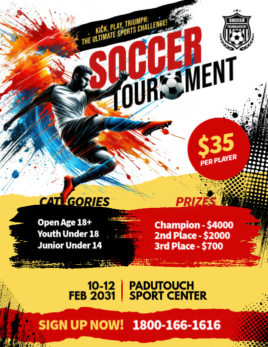 Soccer Tournament Flyer Poster Template | PosterMyWall