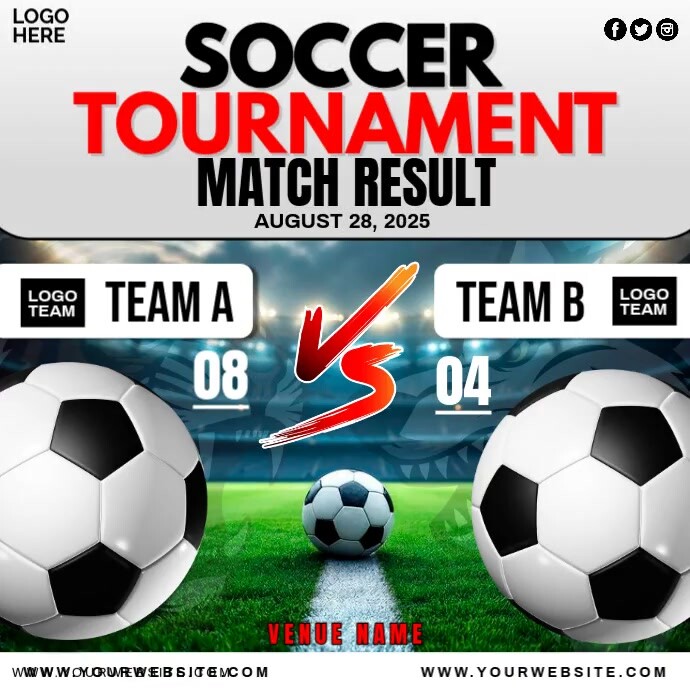 soccer tournament match result poster Template | PosterMyWall