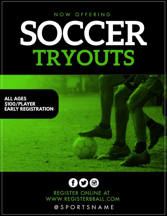 Soccer Tryouts Template | PosterMyWall