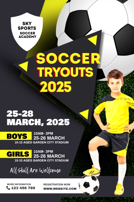 soccer tryouts flyer Template | PosterMyWall