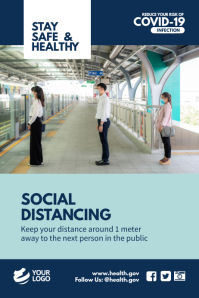 Covid-19 Awareness Social Distancing Poster Template | PosterMyWall