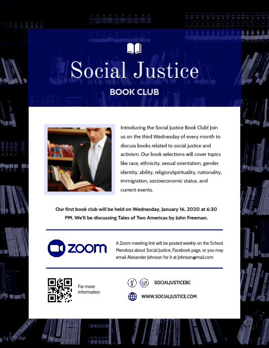 Social Justice Book Club Seminar Flyer Template | PosterMyWall