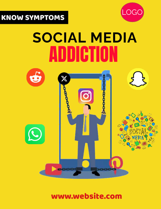 Plantilla de Social media addiction flyer template | PosterMyWall