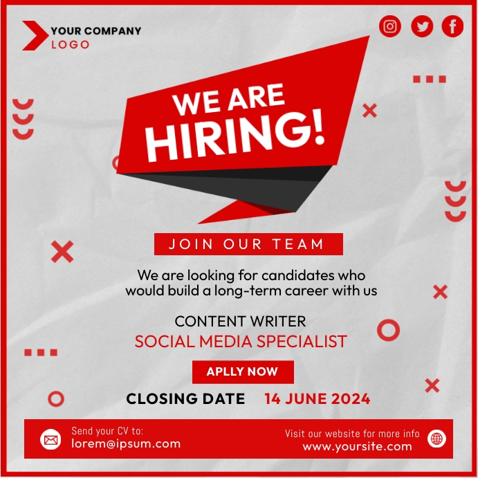 Social Media Hiring Template | PosterMyWall