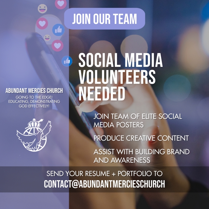 Social Media Volunteers Needed Template | PosterMyWall