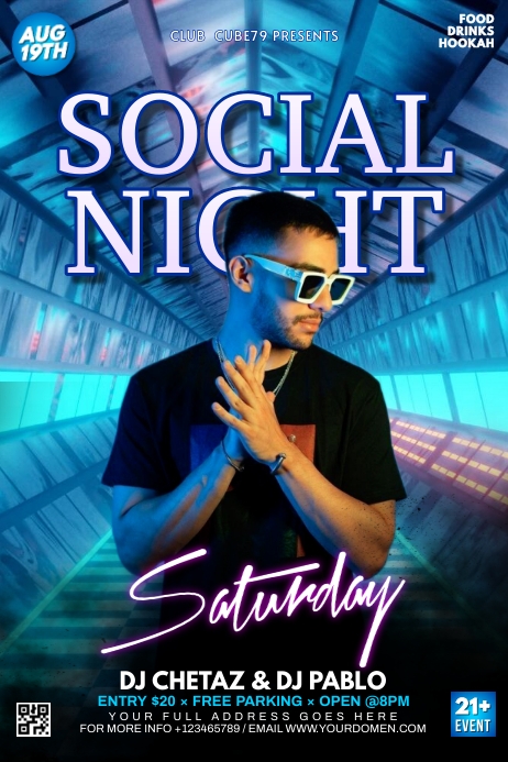 Social Night Saturday Template | PosterMyWall