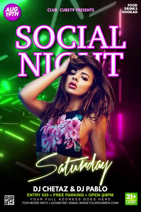 Social Night Saturday Template | PosterMyWall