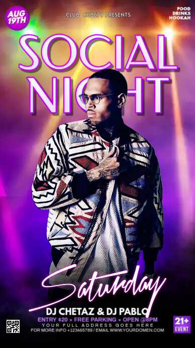 Social Night Saturday Template | PosterMyWall