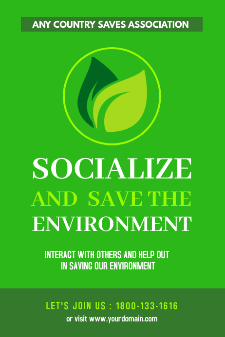 Socialize & save the environment Template | PosterMyWall