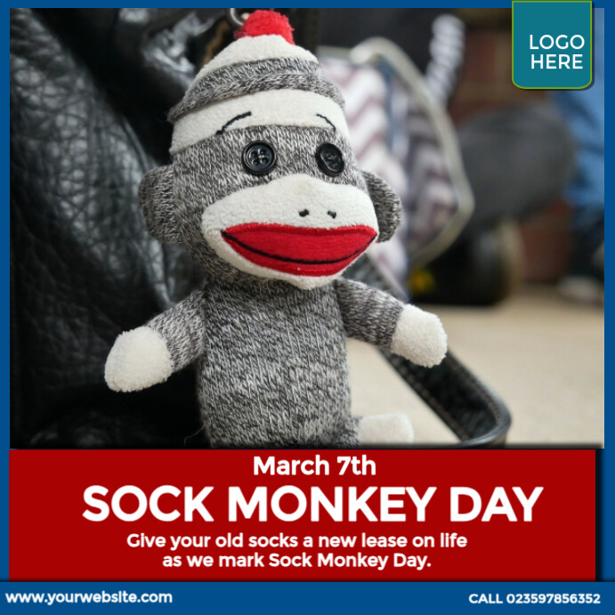 Modèle Sock Monkey Day | PosterMyWall