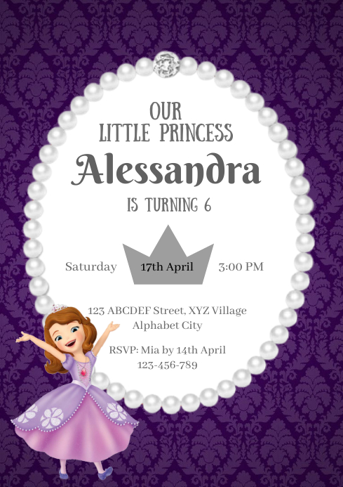 Sofia the First Birthday Invitation Template | PosterMyWall