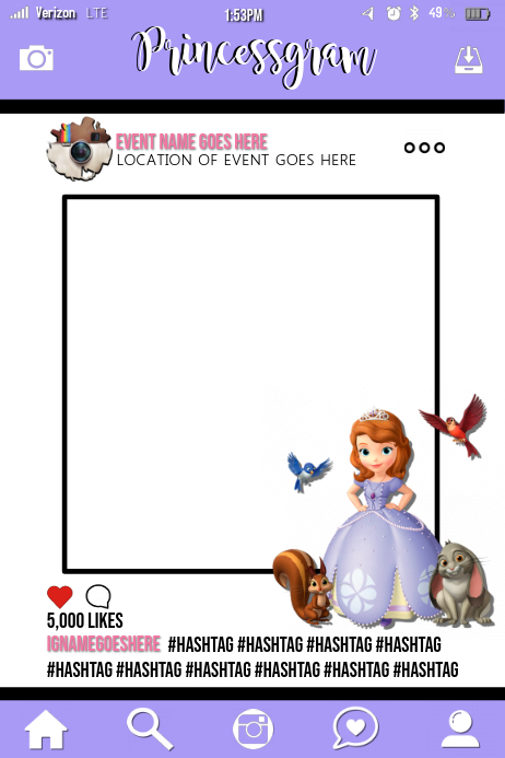 Sofia the First Party Prop Frame | PosterMyWall