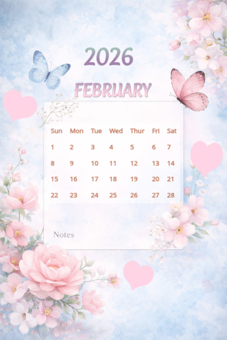 Plantilla de Soft Aesthetic February Calender | PosterMyWall