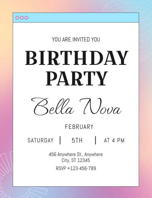 Copy of Soft Gradient Birthday Party Invitation Flyer | PosterMyWall
