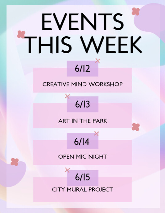 Soft Gradient Events This Week Schedule Flyer Template (Us Letter ...