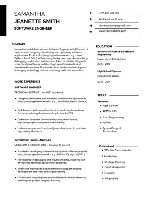 Plantilla de Software engineer resume | PosterMyWall