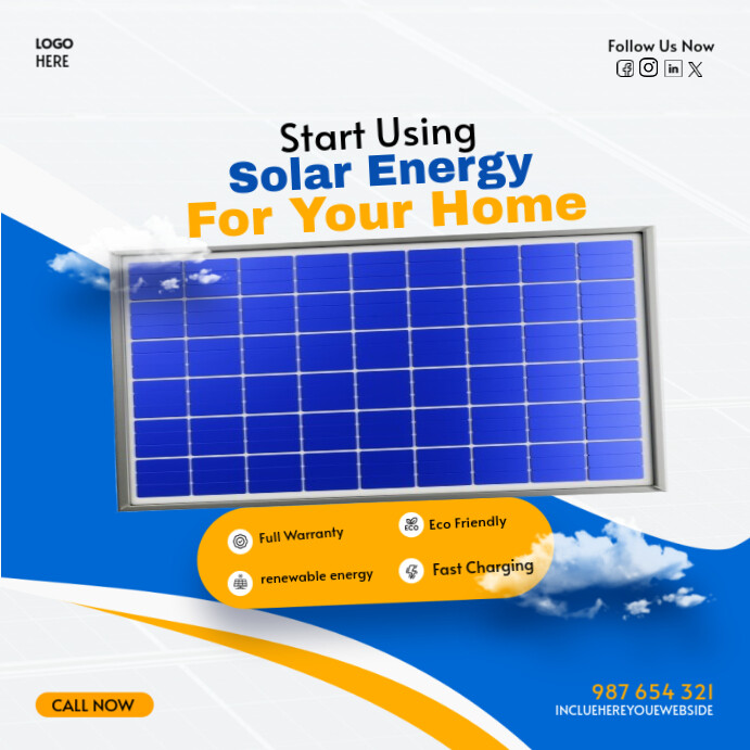 Copy of Solar energy panel and power saving Instagram post or social ...
