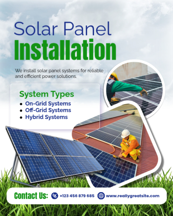 Plantilla de Solar Panel Installation Flyer — Renewable Energy Service ...