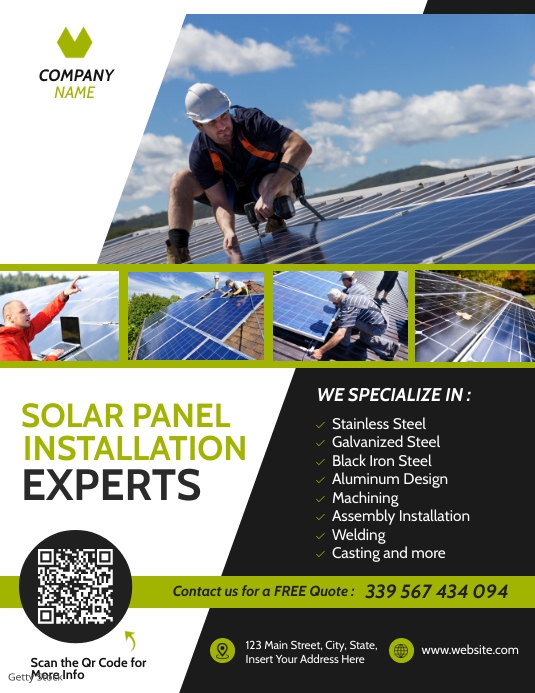 Copy of solar panel installation services black and g | PosterMyWall