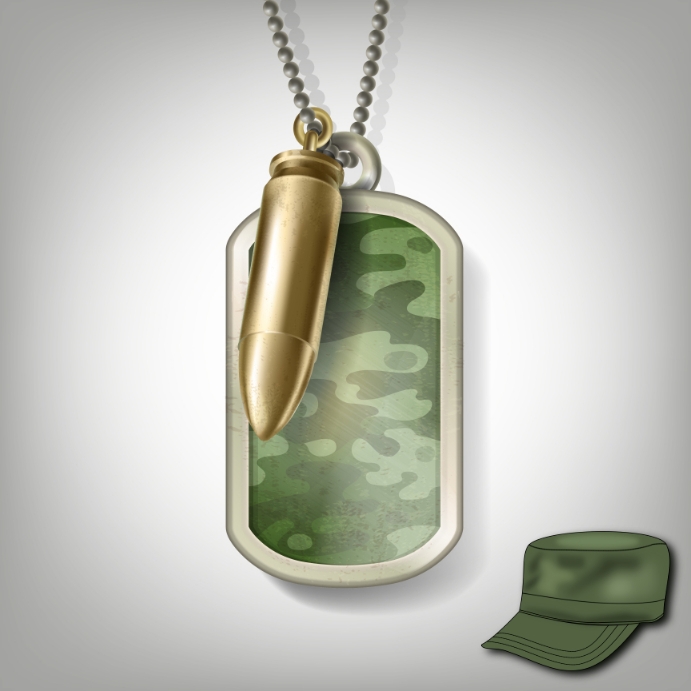 Soldier camouflage metal tag bullet cap Template | PosterMyWall