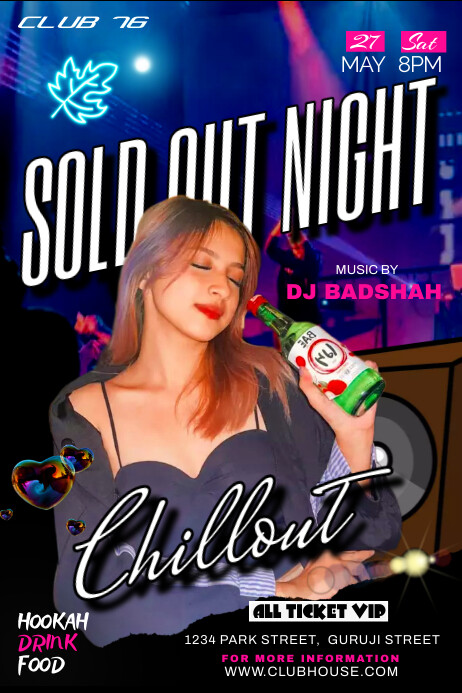 soldout night chillout Party Template | PosterMyWall