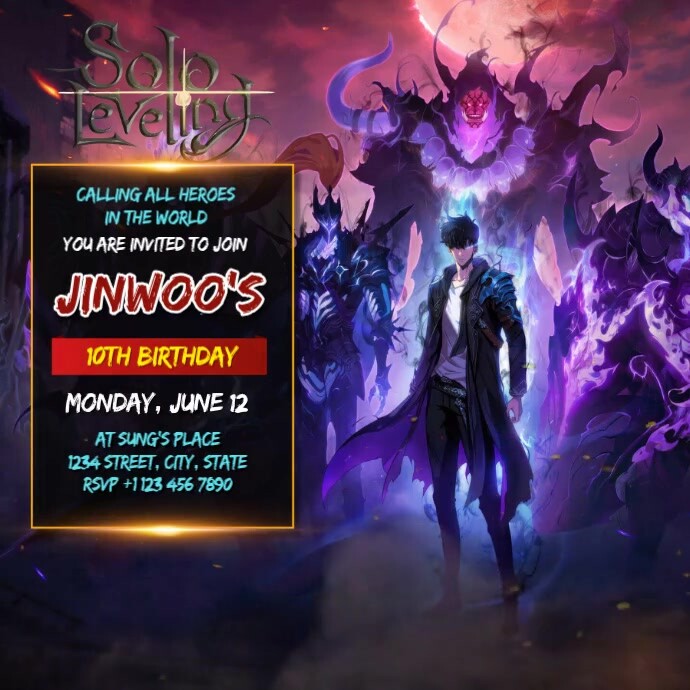 Solo Leveling - Birthday Instagram Post Modelo | PosterMyWall
