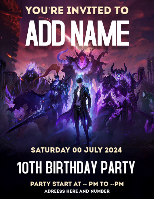 Solo leveling birthday invitation Template | PosterMyWall