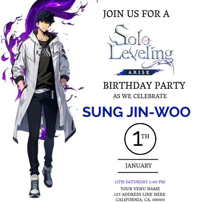SOLO LEVELING Birthday Invitation Template | PosterMyWall
