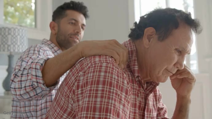 Son comforting his father Template | PosterMyWall