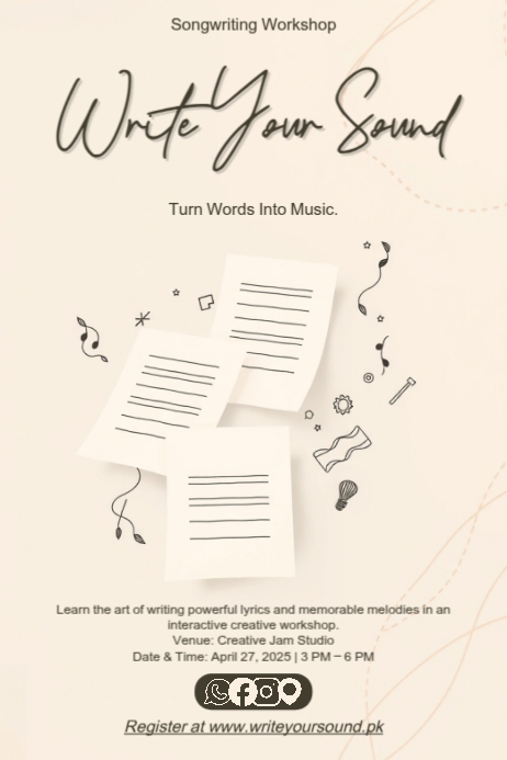 Copy of Songwriting Workshop Poster Template | Creative Minimal Music ...