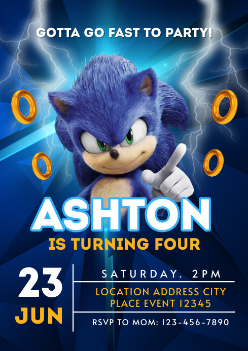 Sonic 3D birthday invitation Template | PosterMyWall