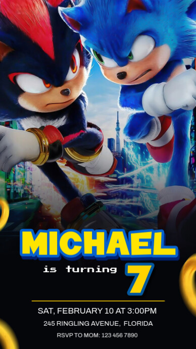 sonic birthday Template | PosterMyWall