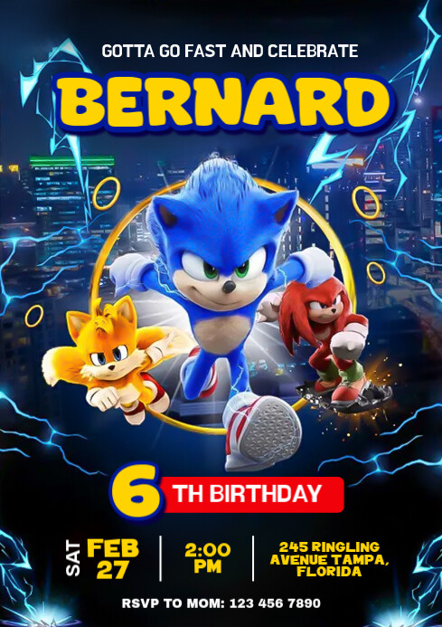 sonic birthday Template | PosterMyWall