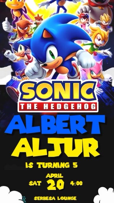 Sonic Birthday Digital Invitation Template | PosterMyWall