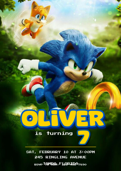 sonic birthday invitation Templat | PosterMyWall