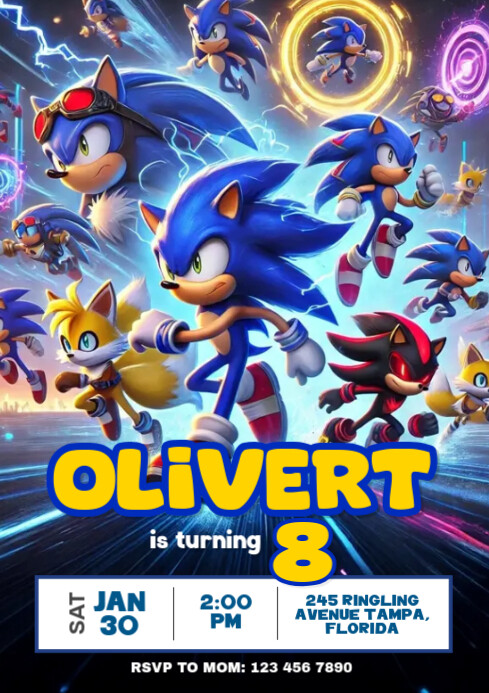 sonic birthday invitation Template | PosterMyWall
