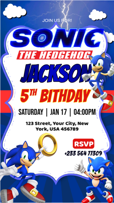 Sonic-birthday-invitation-event-template | PosterMyWall