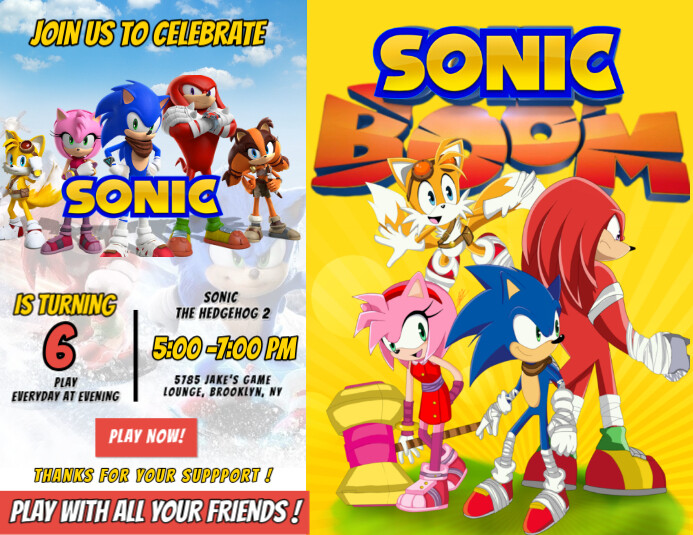 SONIC BIRTHDAY INVITATIONS TEMPLATE | PosterMyWall