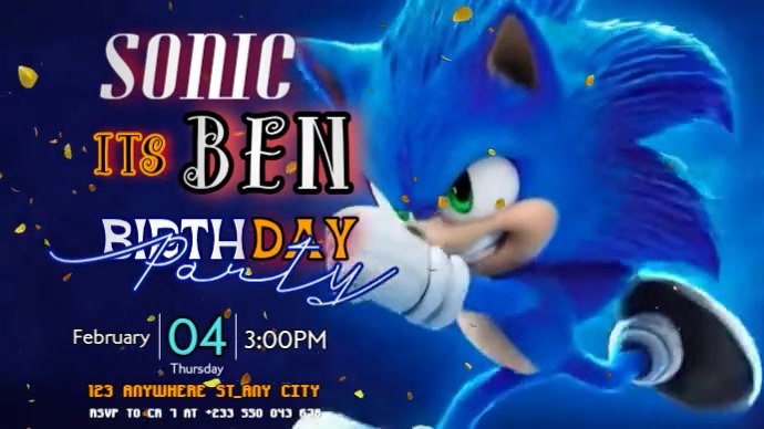 Sonic Birthday Party YouTube Thumbnail Video Template | PosterMyWall