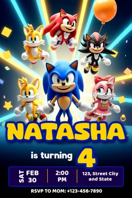 Sonic Birthday Template Poster | PosterMyWall